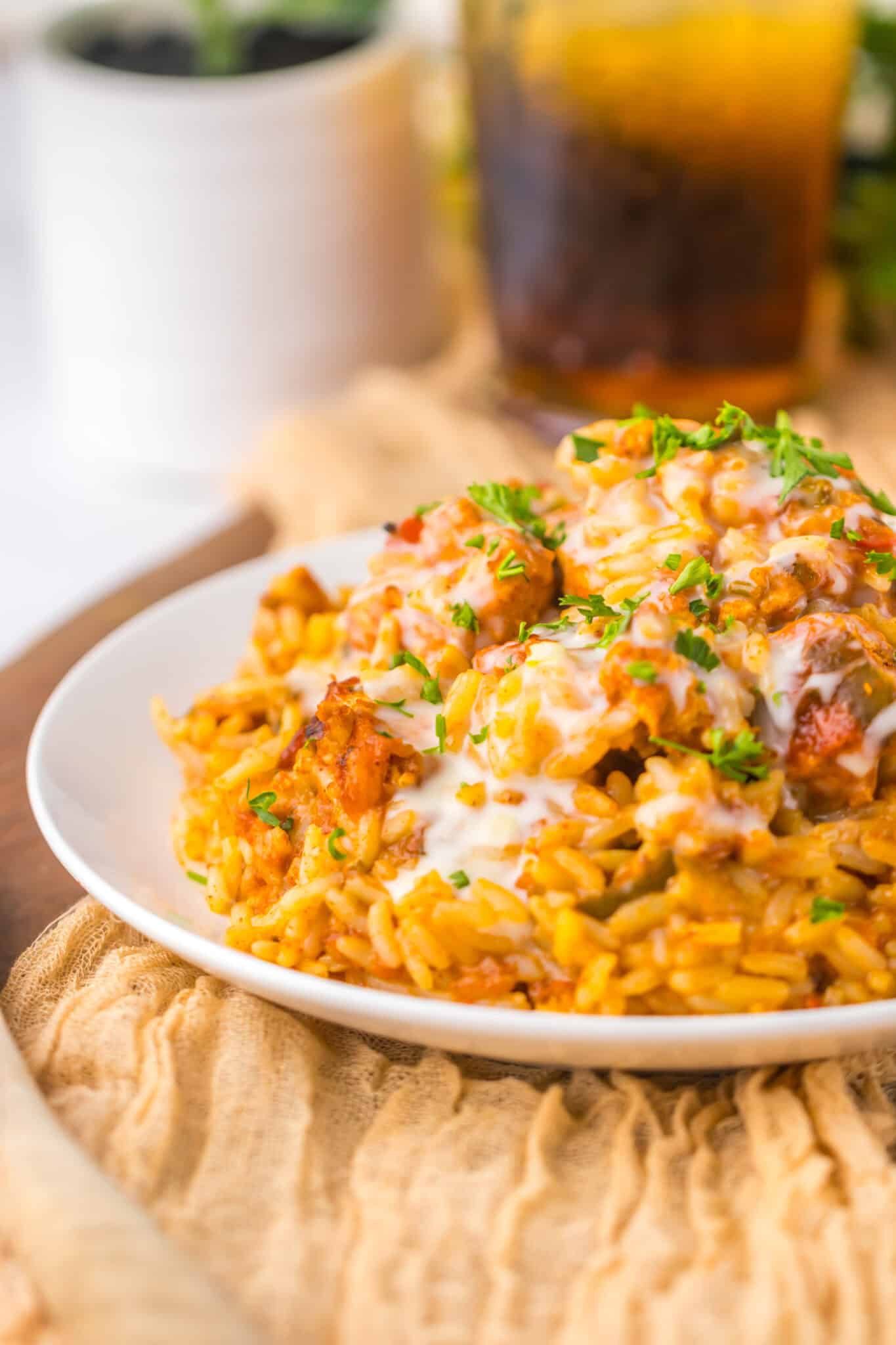 Chicken and Queso Rice Bake